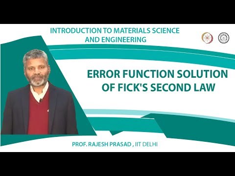 Error function solution of Fick's second law
