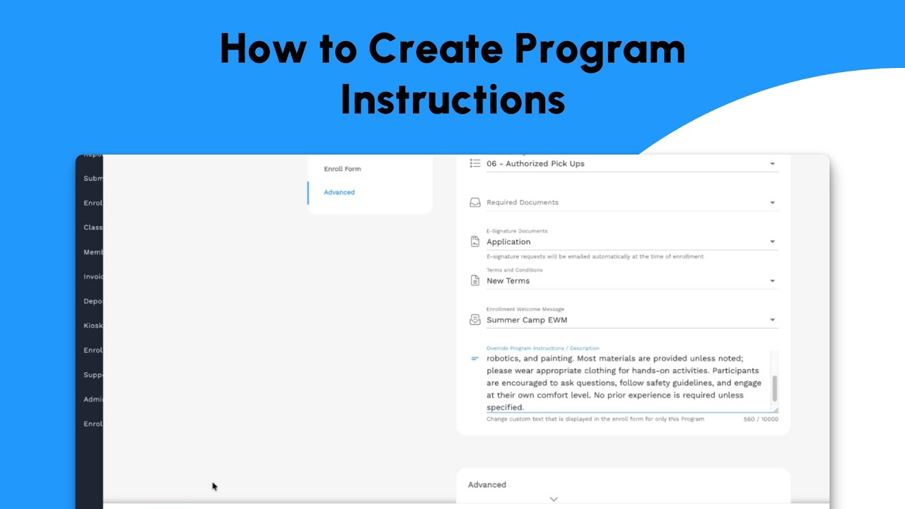 How to Create Program Instructions