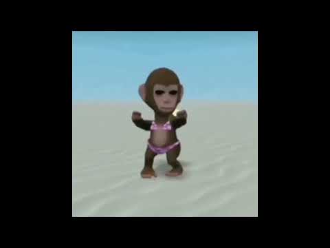 Small monkey in pink bikini dancing meme template