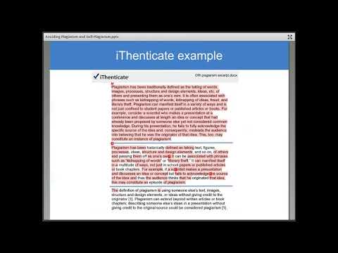Avoiding Plagiarism and Self Plagiarism