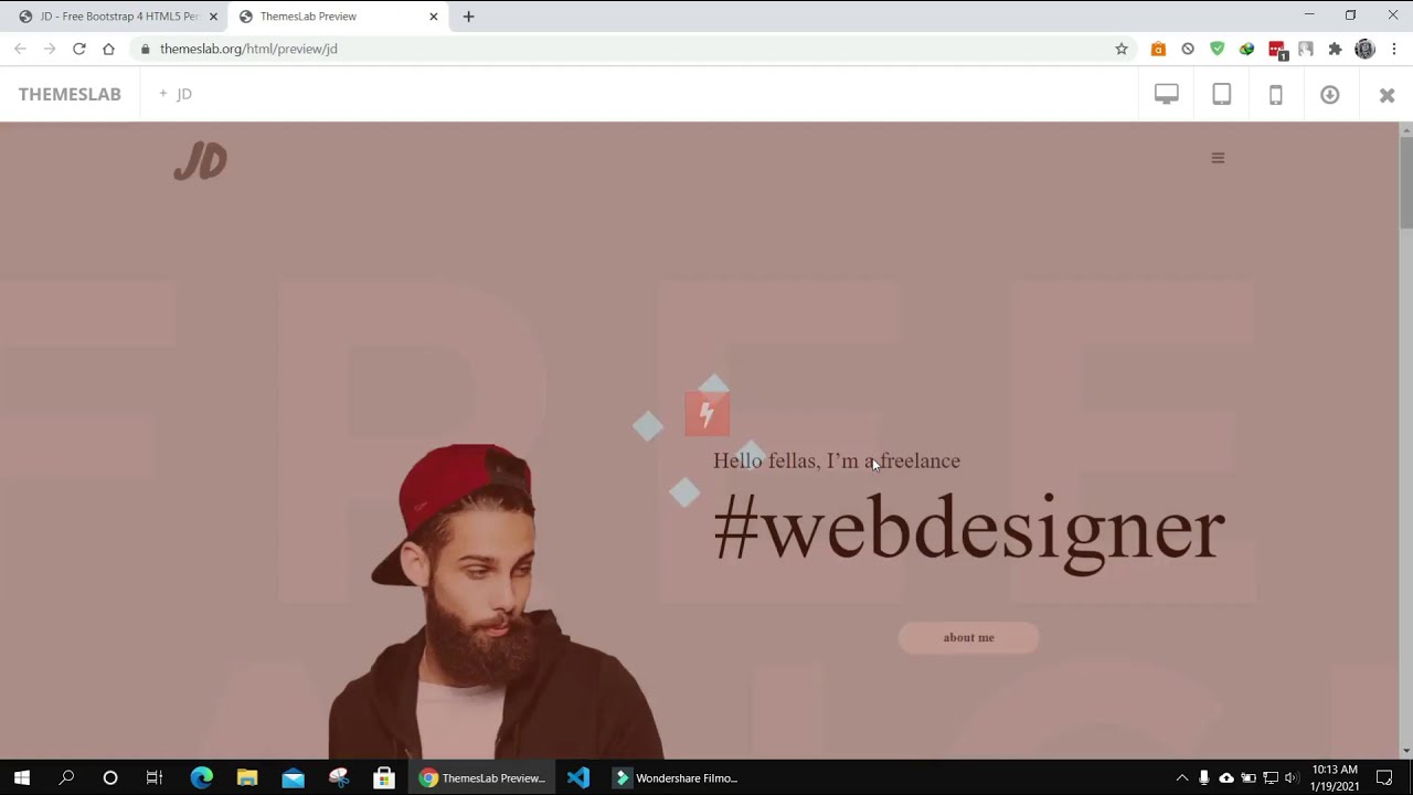 JD: Free Bootstrap 4 HTML5 Personal Portfolio Website Template