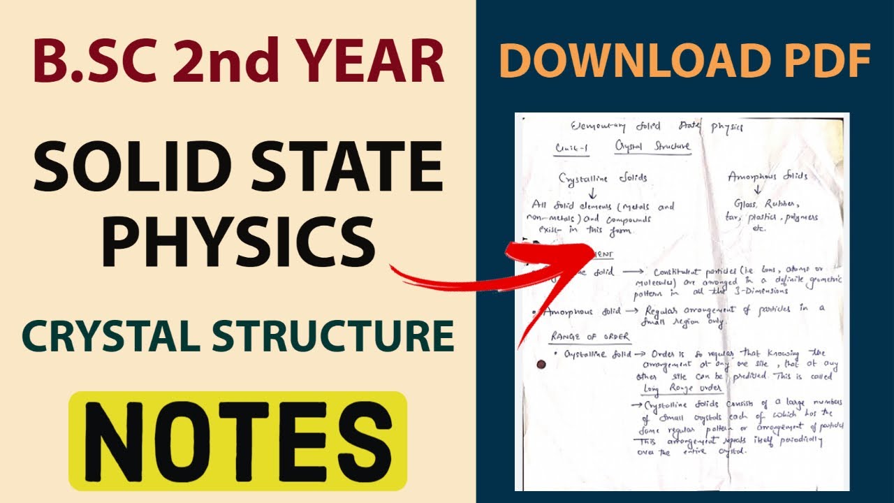 B.SC 2nd Year Solid State Physics | Crystal Structure Notes Download PDF