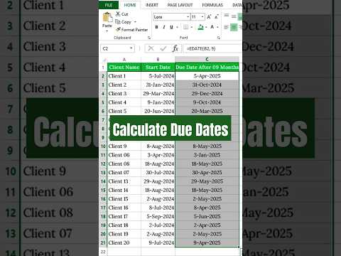 Calculate Due Dates in Excel Quick & Easy Guide! #exceltips #duedates