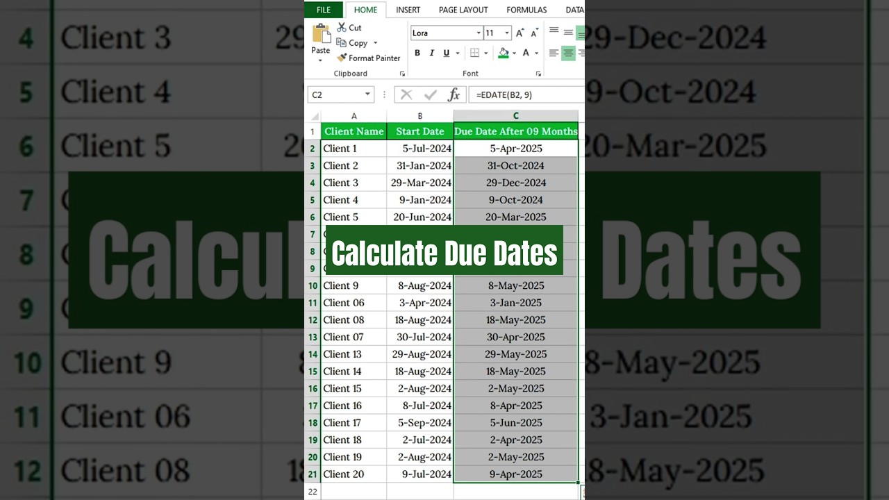 Calculate Due Dates in Excel Quick & Easy Guide! #exceltips #duedates