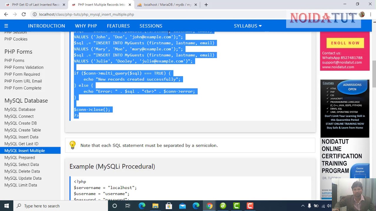 PHP Insert Multiple Records Into MySQL