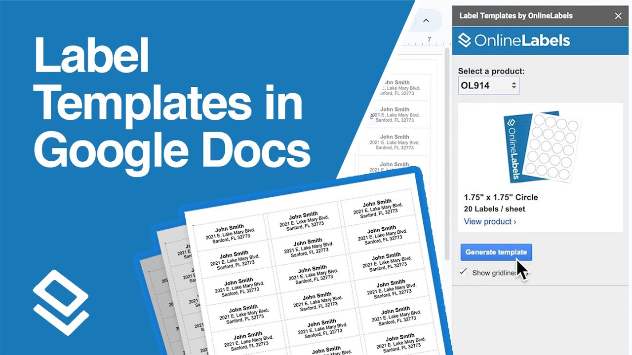 Using Label Templates by OnlineLabels for Google Docs