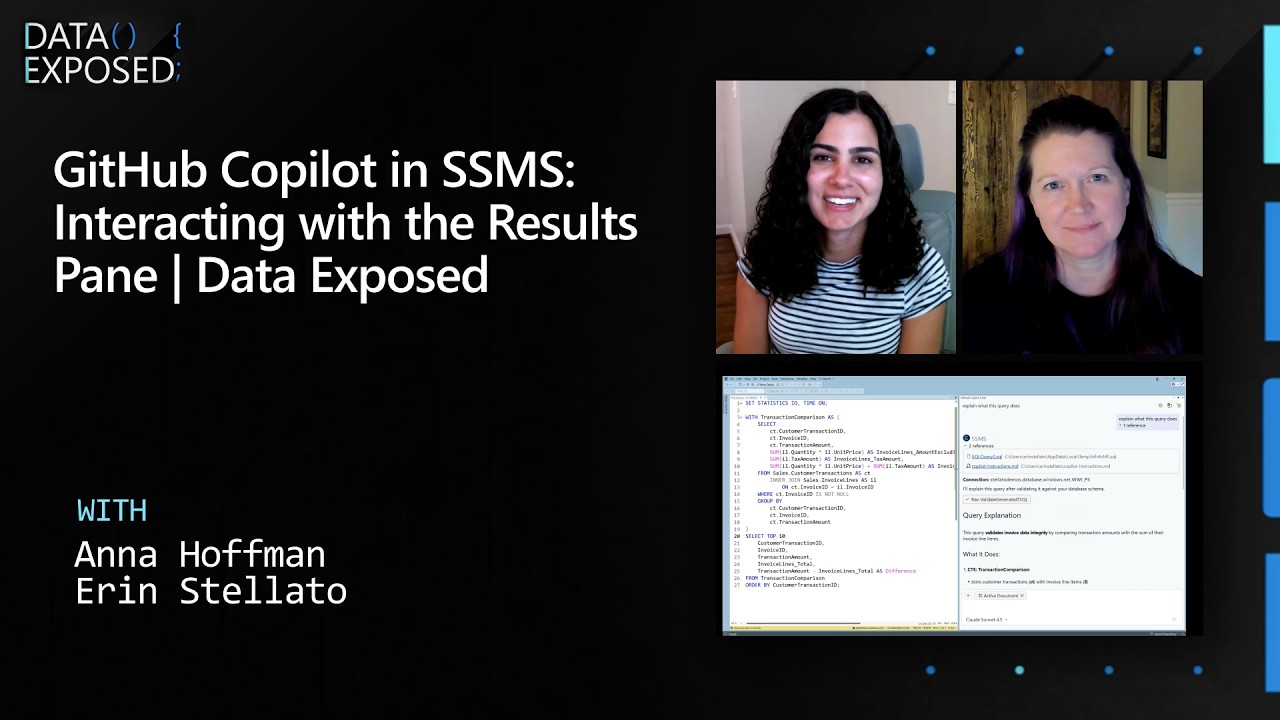 GitHub Copilot in SSMS: Interacting with the Results Pane | Data Exposed