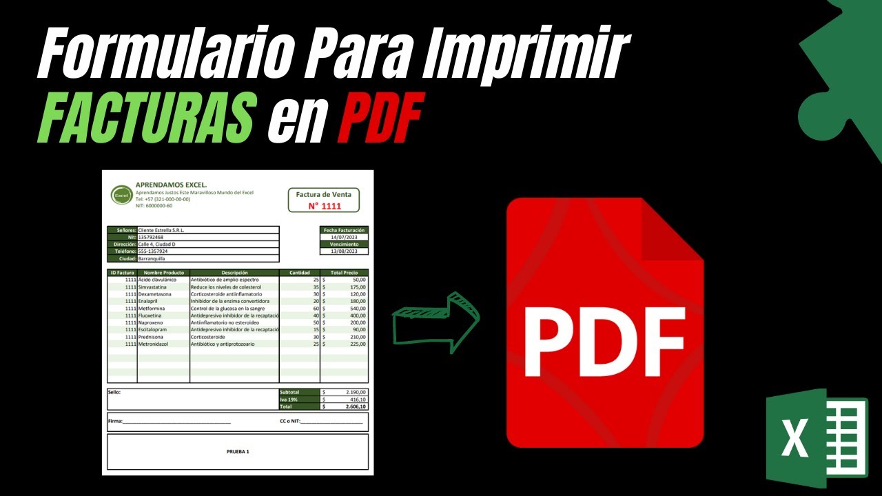 🟢 Formulario Para Guardar e Imprimir FACTURAS en PDF | Aprendamos Excel