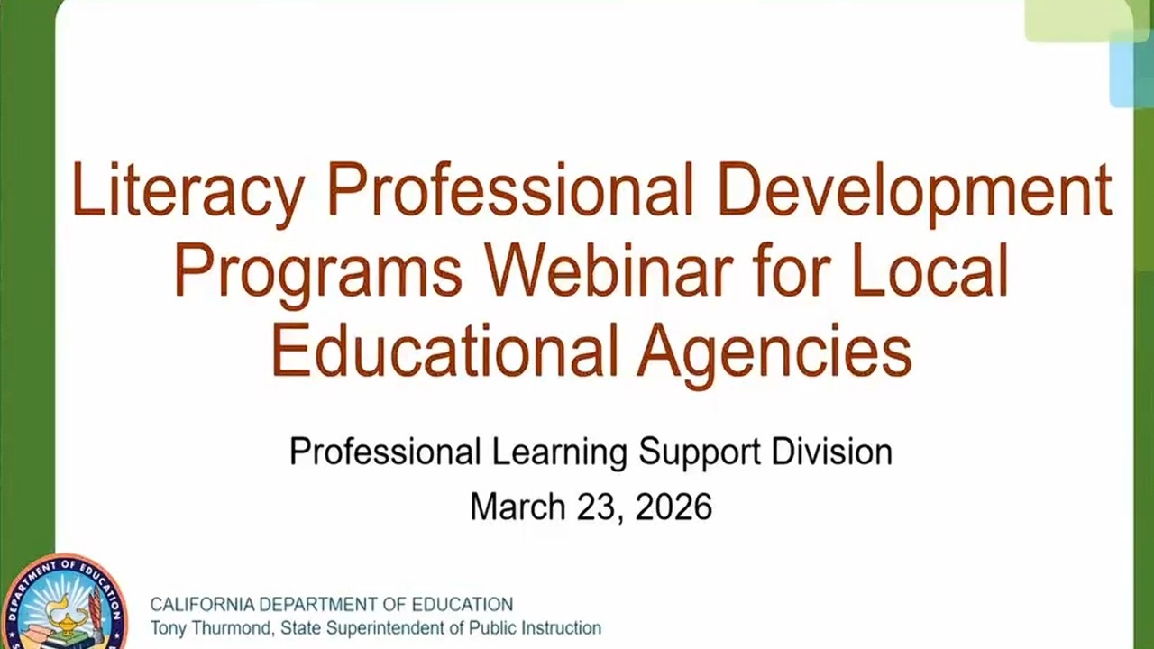 Literacy Professional Development Programs Webinar for Local Educational Agencies