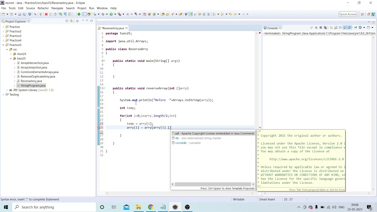 #99 Reverse Array without using Collection API  #interviewquestion #java