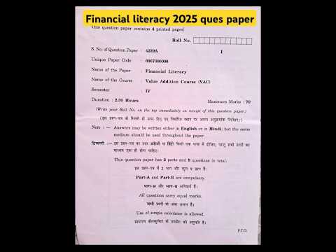 Financial Literacy | 2,4th sem | 2025 ques paper | B.A, B.Com, B.a prog | #financialliteracy #dusol