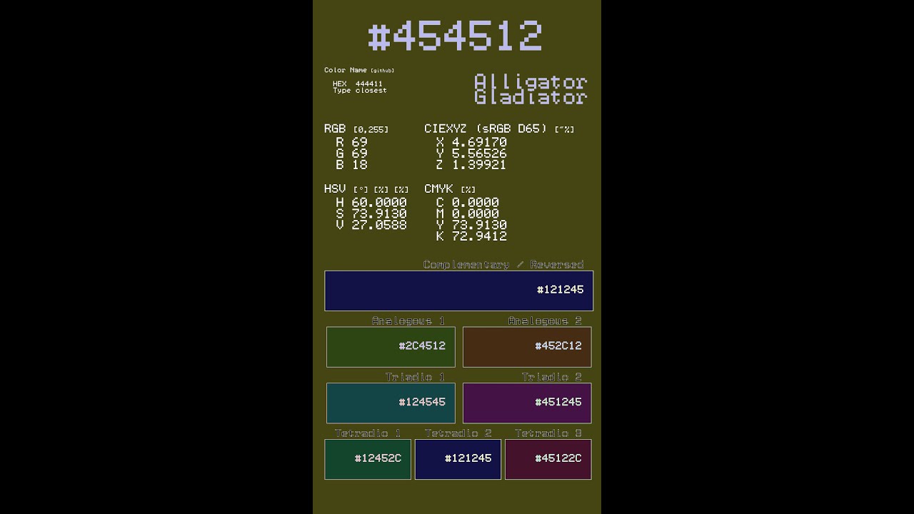 Color #454512 - Alligator Gladiator