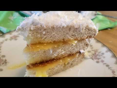 Baking an Old Fashion Coconut Cake with Lemon Filling