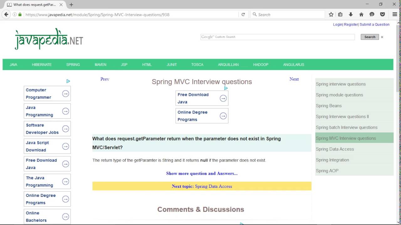 Return value of request.getParameter when the param doesnt exist in Spring MVC. | javapedia.net