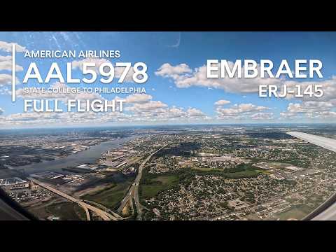 FULL FLIGHT [4K]: State College to Philadelphia  | American Airlines AAL5978 - ERJ-145 - SCE to PHL