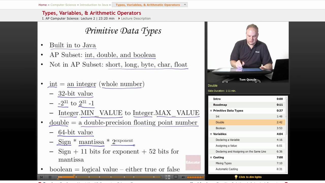 AP Computer Science: Types, Variables, & Arithmetic Operators