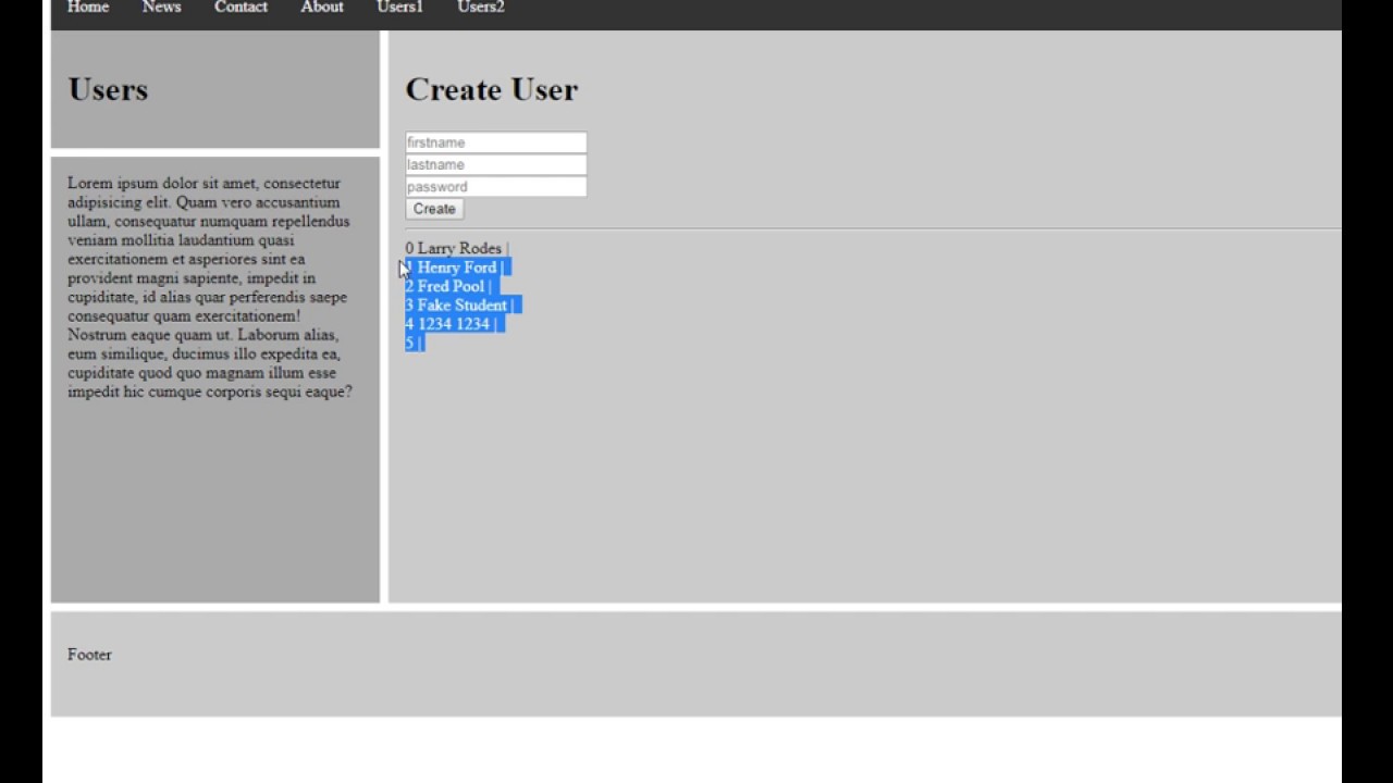 Codeanywhere Tutorials :: Get all users function Part 3