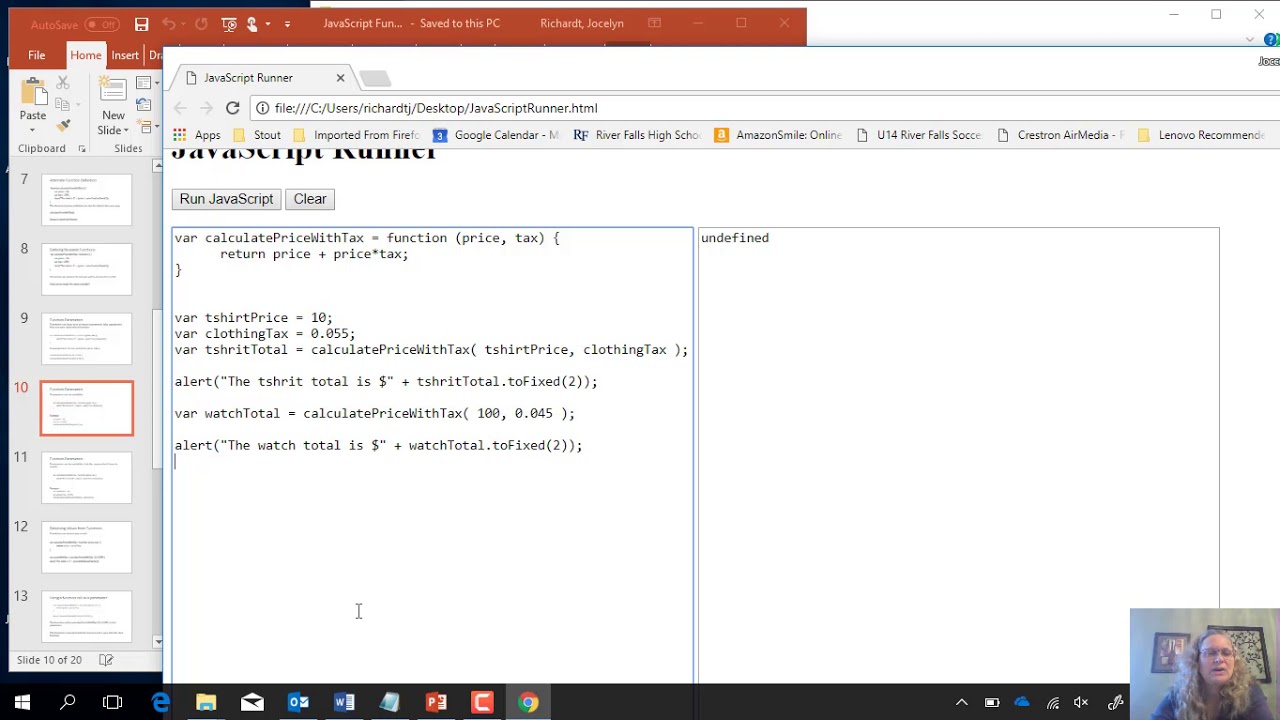 9c. JavaScript Functions - Using parameters