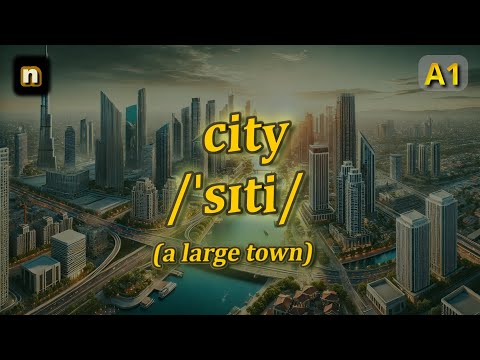 [n] City meaning (a large town) with 5 examples