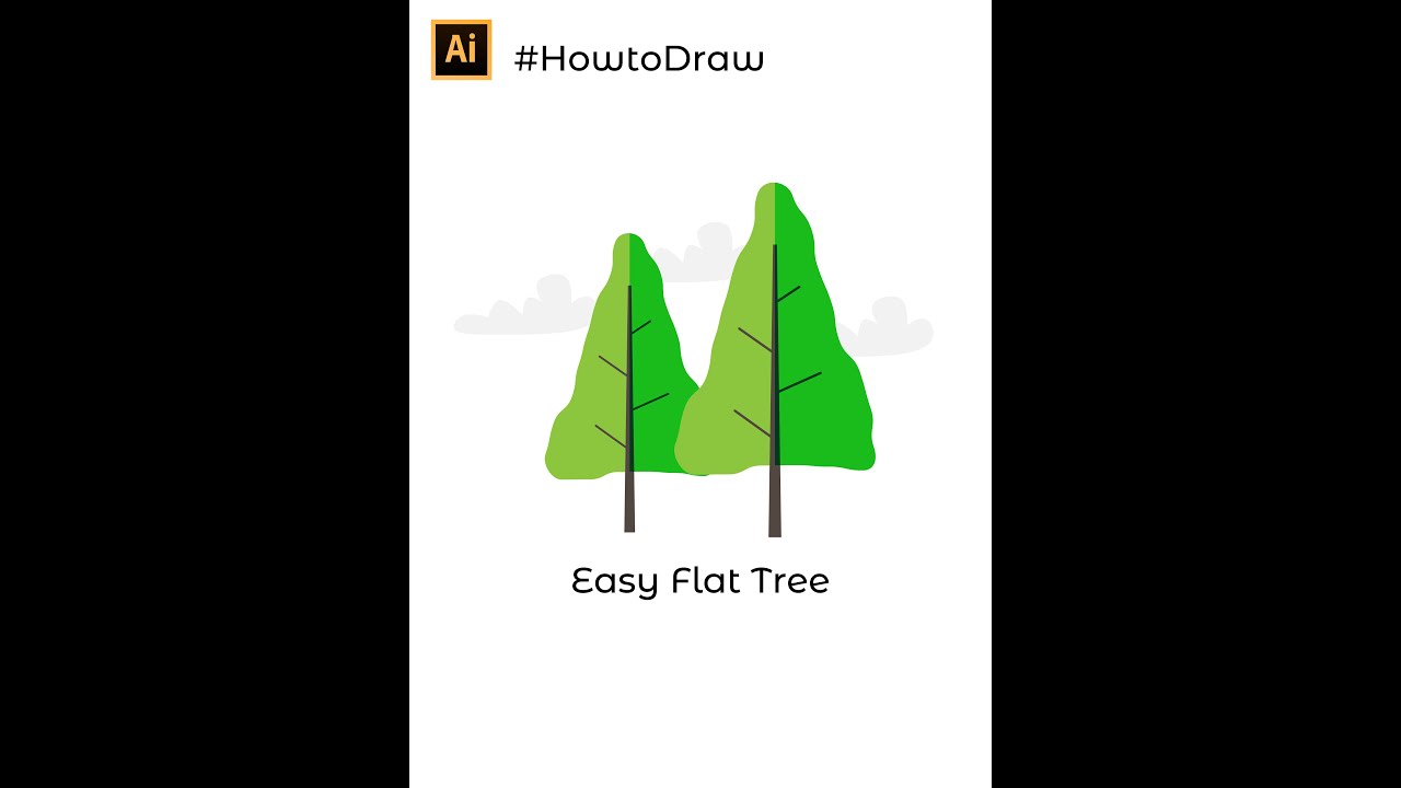 Flat tree illustration in adobe illustrator