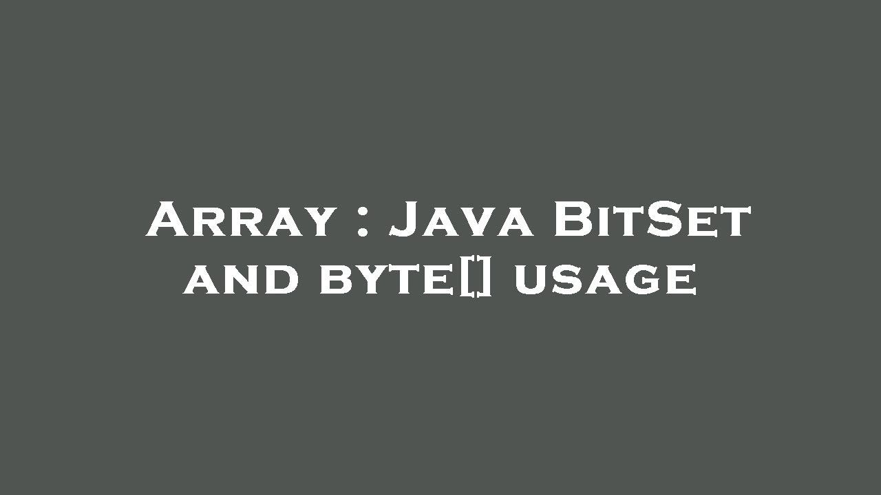 Array : Java BitSet and byte[] usage