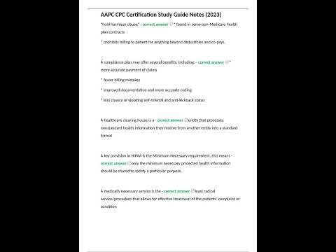 Summary AAPC CPC Certification Study Guide Notes 2023