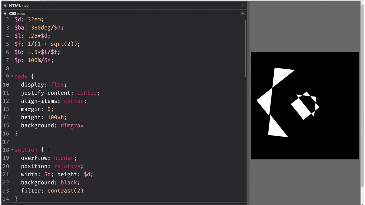 Pure CSS animation loop: 8 triangles