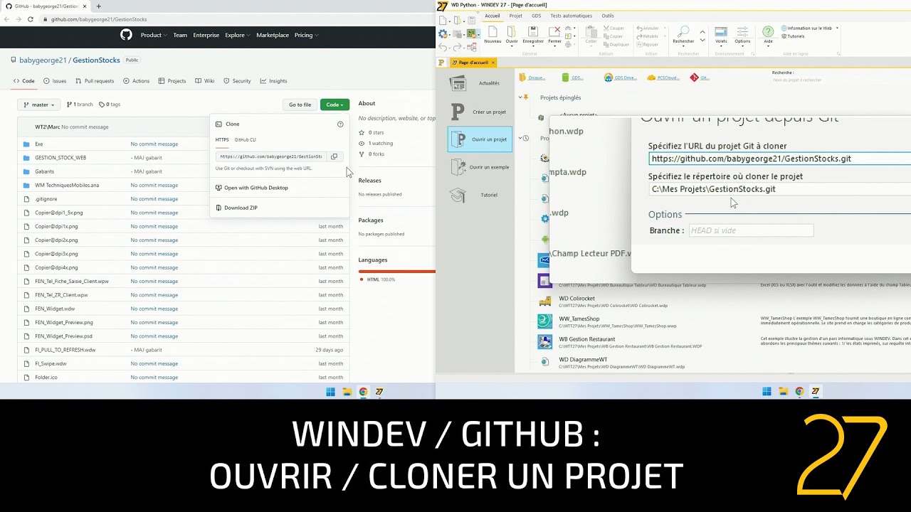 WINDEV / GitHub : Ouvrir / Cloner un projet
