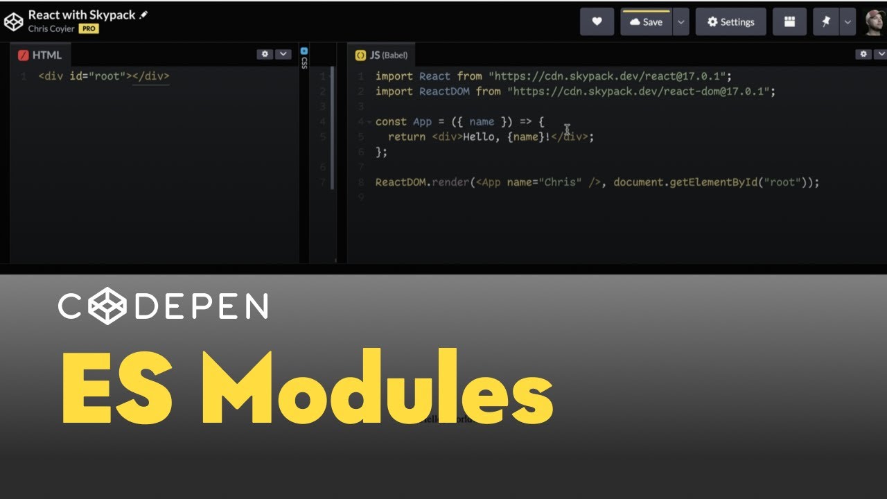 Using ES Modules on CodePen