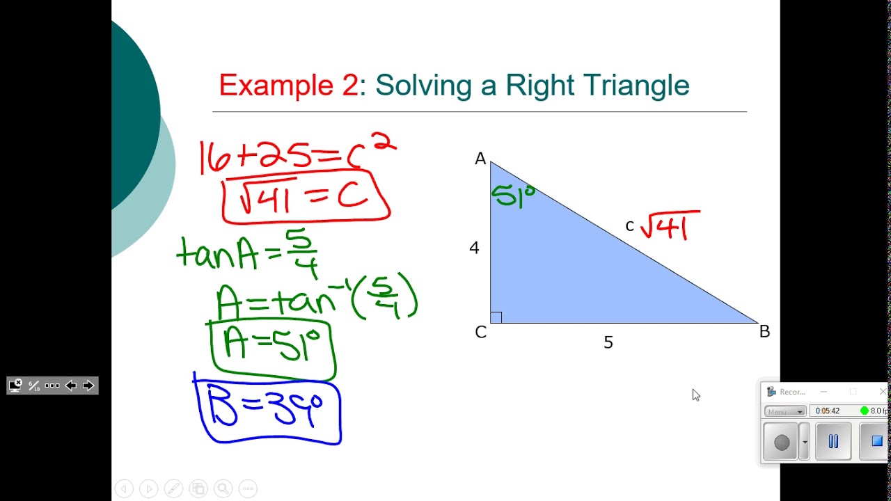 Unit 7 Solving Right Triangle