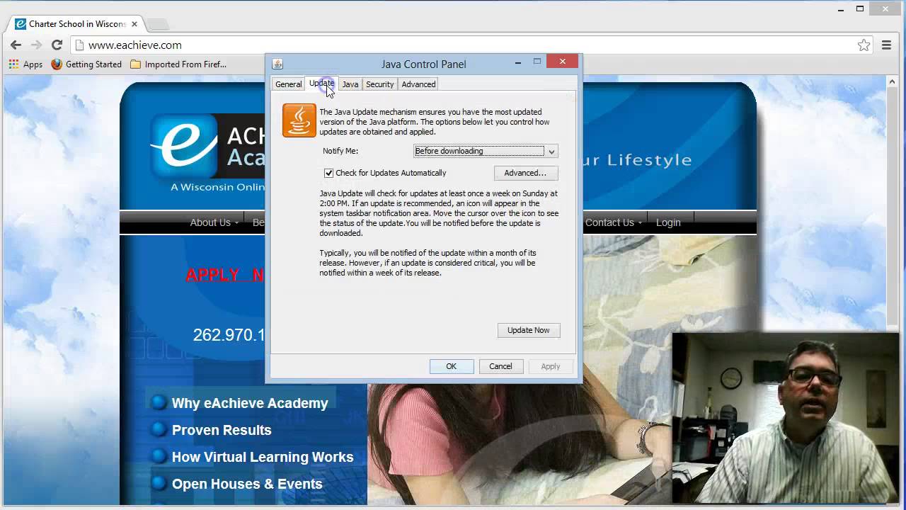 Updating Java on your eAchieve Laptop (Windows 8 Version)