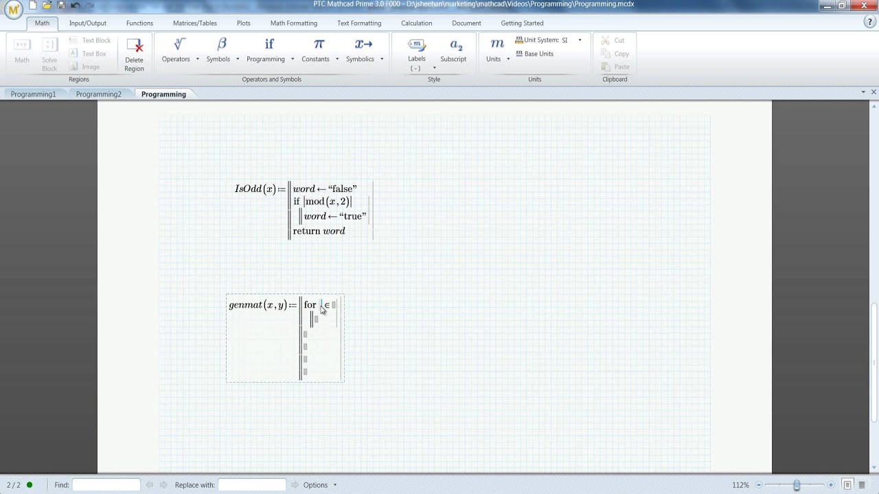 PTC Mathcad Prime  - Programming