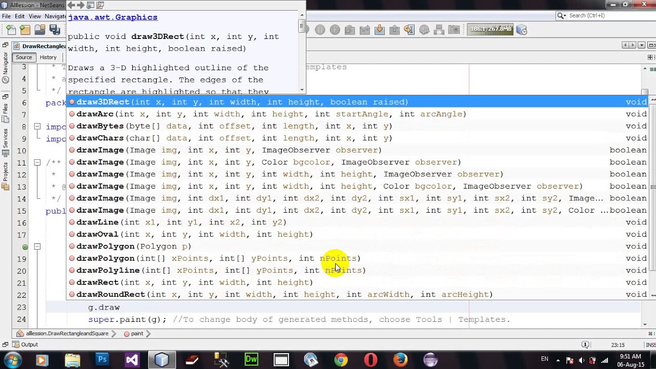How to Draw Rectangle and Square from Java Applet Netbeans