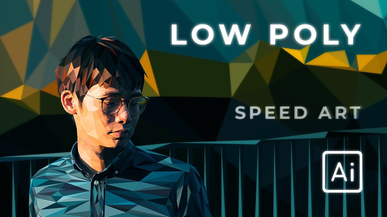 Low poly portrait. Adobe Illustrator Tutorial & Speed art