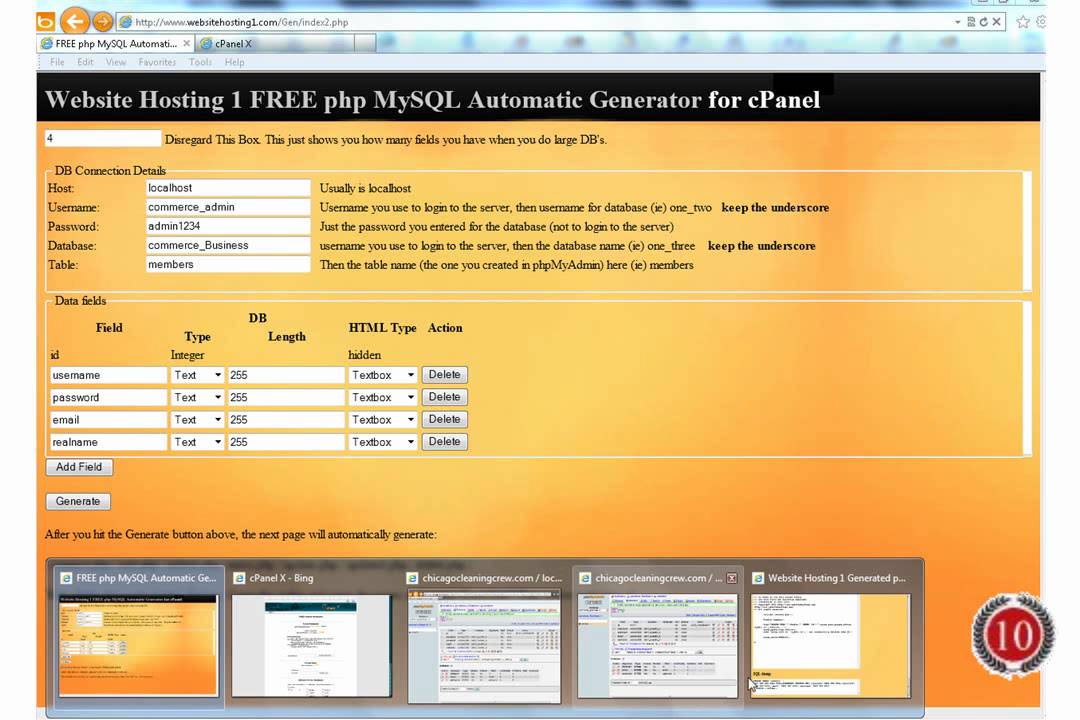PHP MySQL Automatic Script Generator