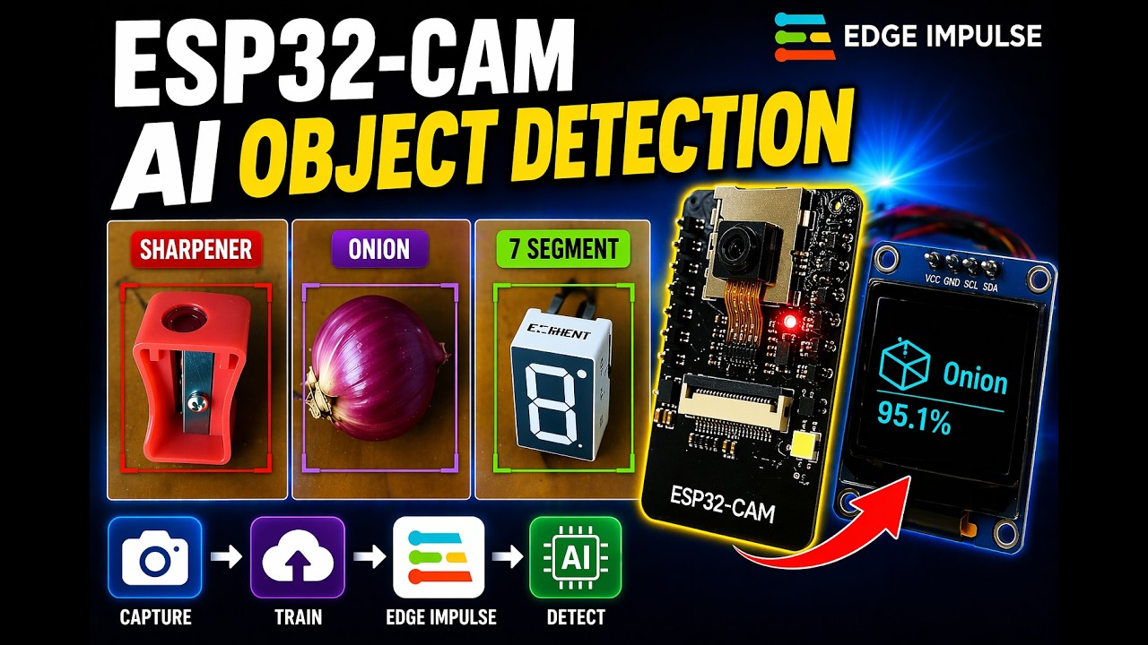 Build your own AI-powered object detection system using ESP32-CAM + OLED Display + Edge Impulse!