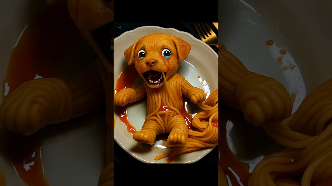 Cutting Cute Puppy Dog AI Spaghetti Baby With Crying Jelly Bones Meltdown