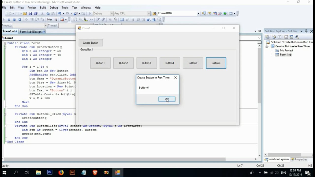 How to Create Button Control in Run Time VB.Net
