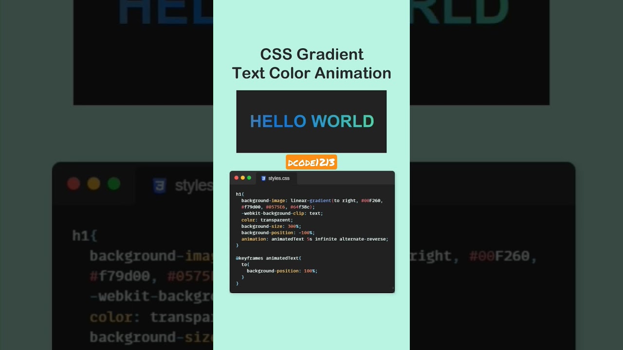 Gradient Text Colour using css  I   #css #htmlcss #html #design #text #gradient #color