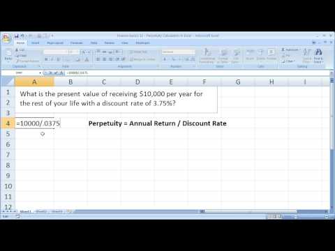 Finance Basics 12 - Perpetuity Calculation in Excel
