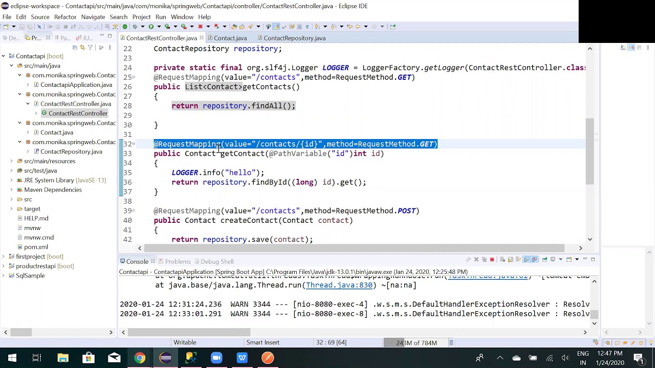 REST API using Springboot java using eclipse