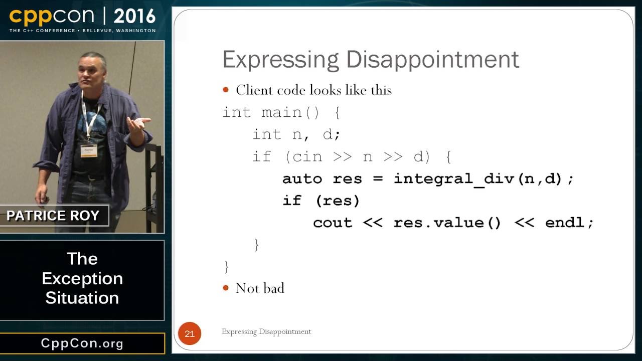 CppCon 2016: Patrice Roy “The Exception Situation