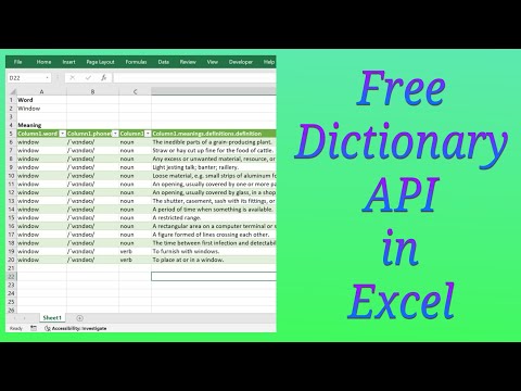 Using Free dictionary API in Excel
