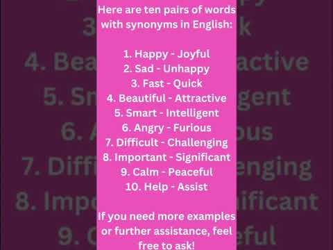 synonyms words in English