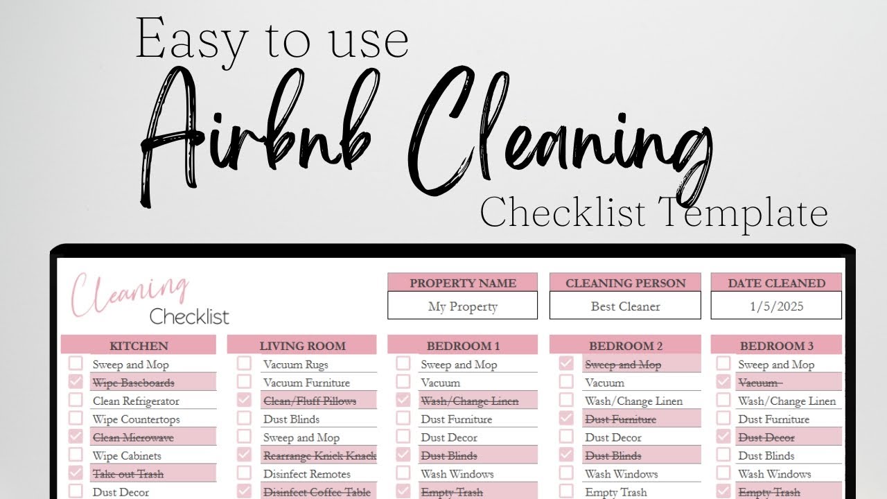 Airbnb Cleaning Checklist Editable, Airbnb Cleaning Checklist Google Sheets, Template Host Supplies