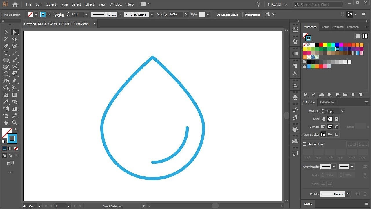 How to Create a Simple Water Drop Icon in Adobe Illustrator - Beginner Level