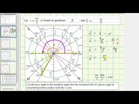 Determine the Reference Angle of an Angle Given in Radians (4pi/3 and ...