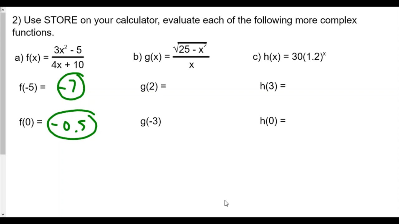 Algebra 2 Function Foundations Lesson 2: Function Notation HW Review Part 1