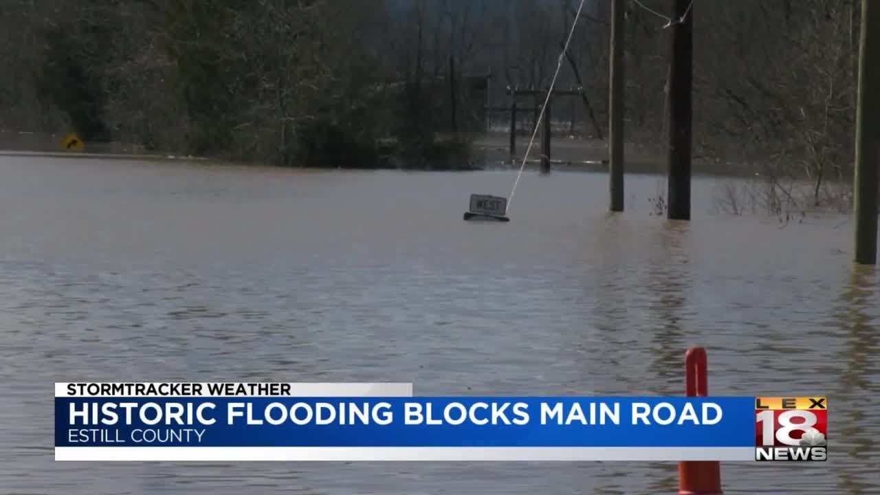 Historic flooding blocks main road in Estill County