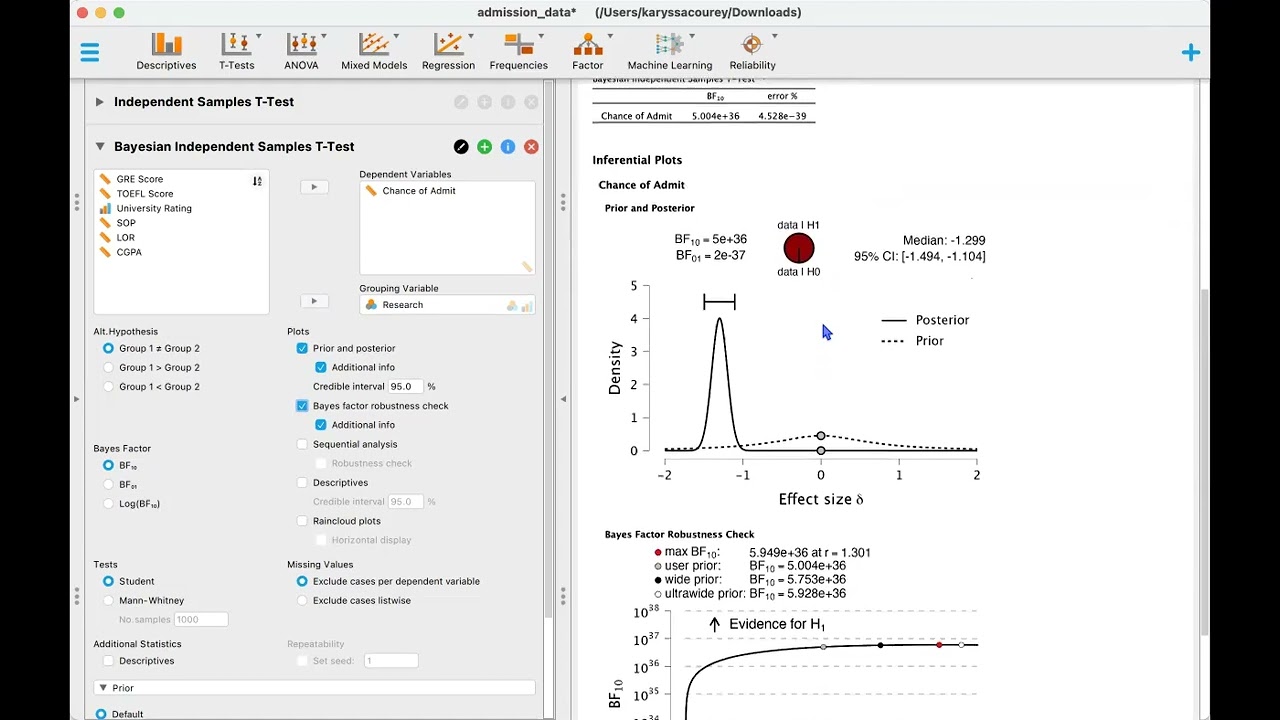 JASP Tutorial: Frequentist and Bayesian T-Test